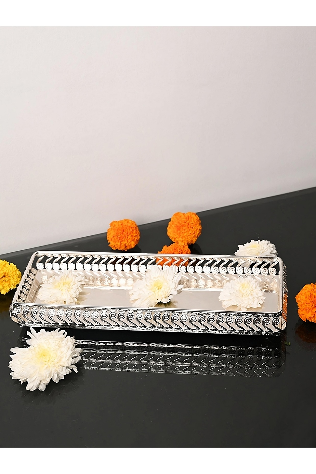 Silver Metal Decorative Tray by Home Decor by Aditi at Pernia's Pop Up ...