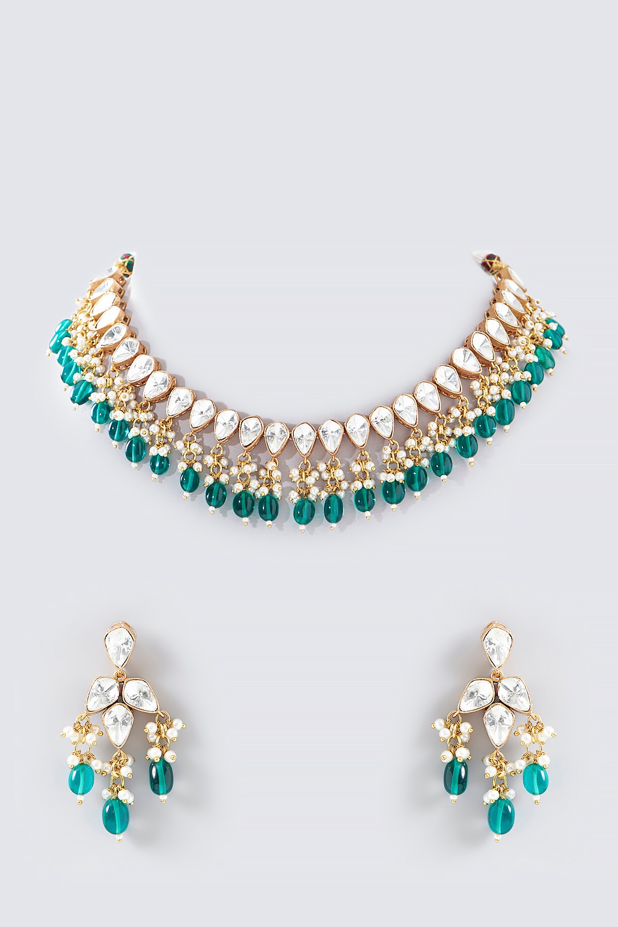 Gold Finish Kundan Polki Necklace Set Design by Adityam Jewels at Pernia's Pop Up Shop 2024
