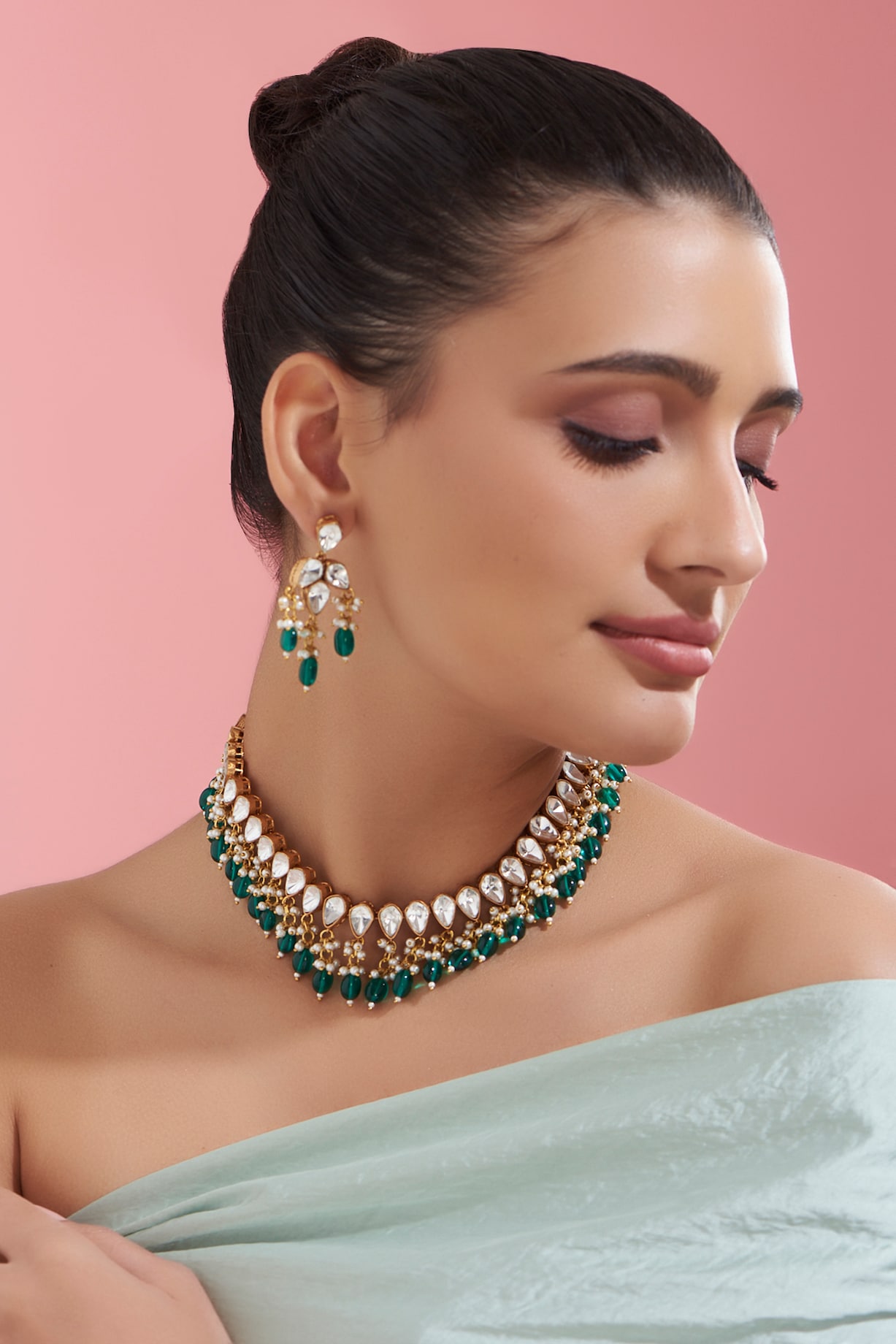 Gold Finish Kundan Polki Necklace Set by Adityam Jewels at Pernia's Pop ...