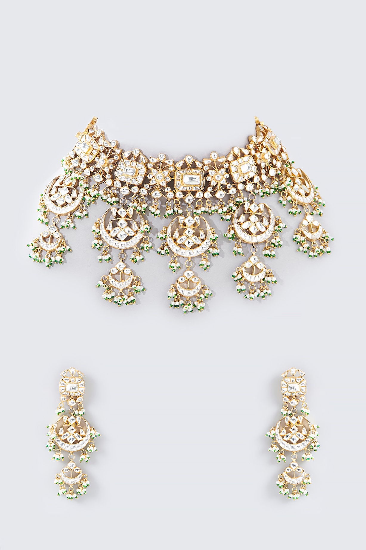 Gold Finish Kundan Polki Choker Necklace Set Design by Adityam Jewels ...