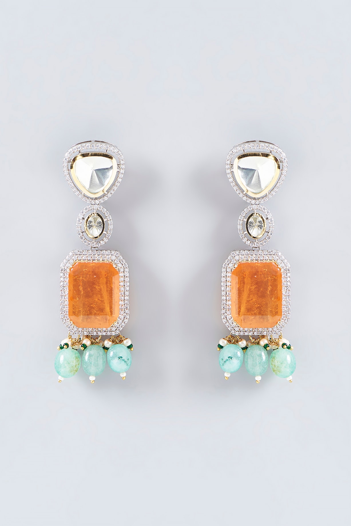 White Finish Kundan Polki & Blue Drop Necklace Set Design by Adityam ...