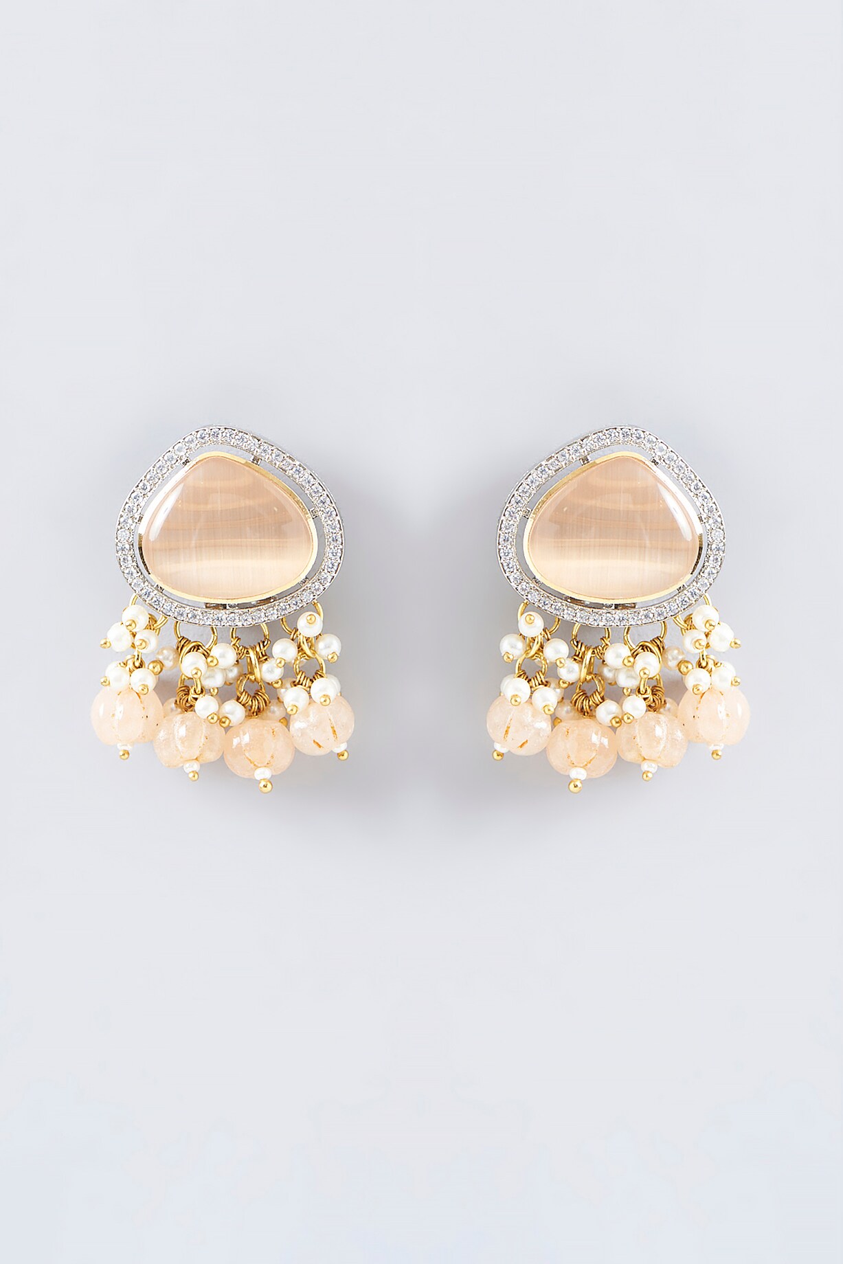 White Finish Kundan Polki & Beaded Long Necklace Set Design by Adityam ...