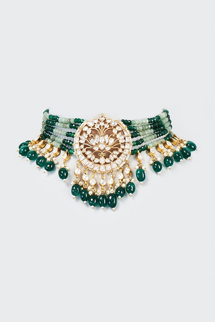 Gold Finish Kundan Polki Choker Necklace Design by Adityam Jewels at Pernia's Pop Up Shop 2023