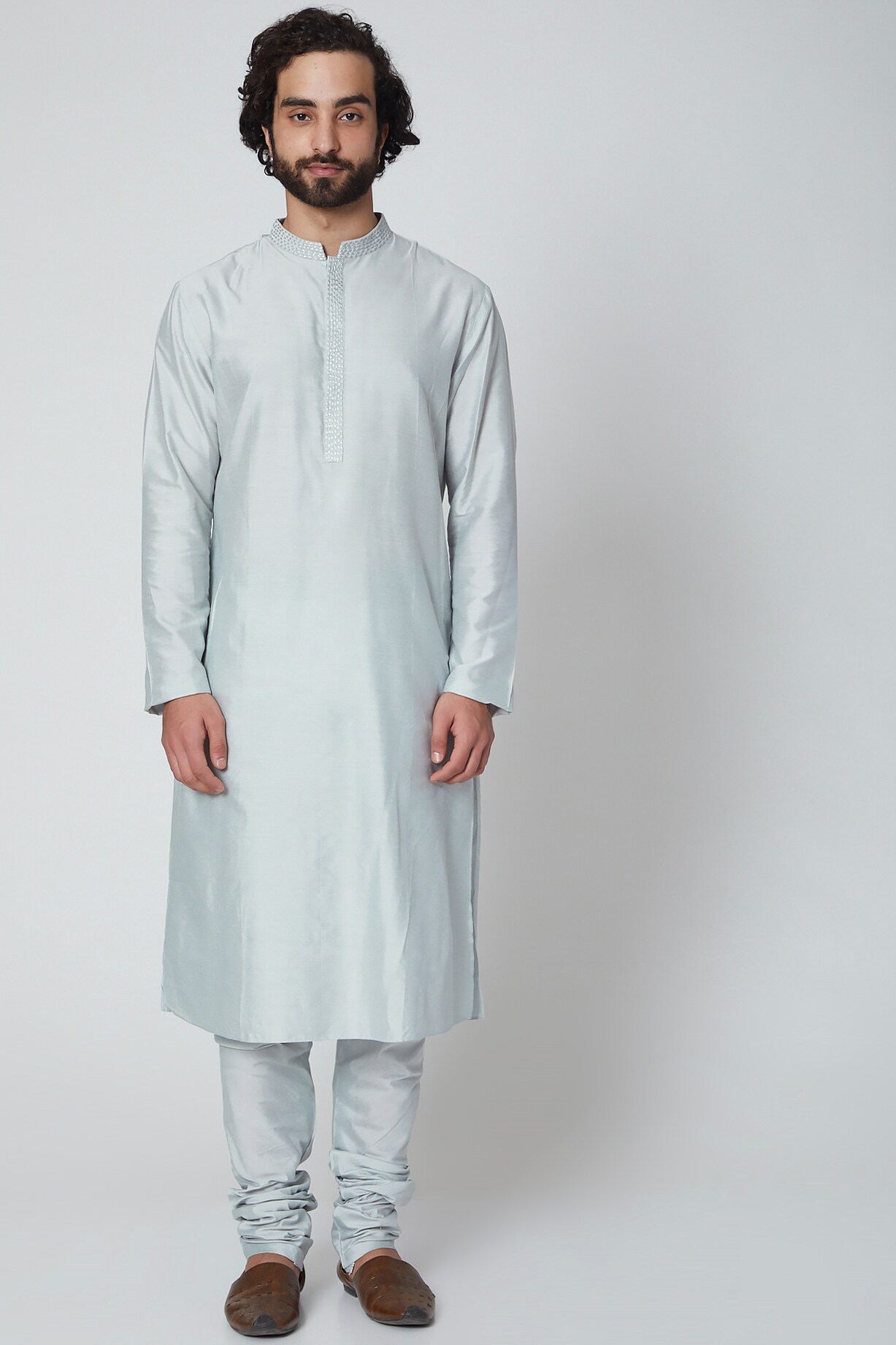 Grey & Light Pink Printed Kurta Set With Jacket by Adah Men at Pernia's ...