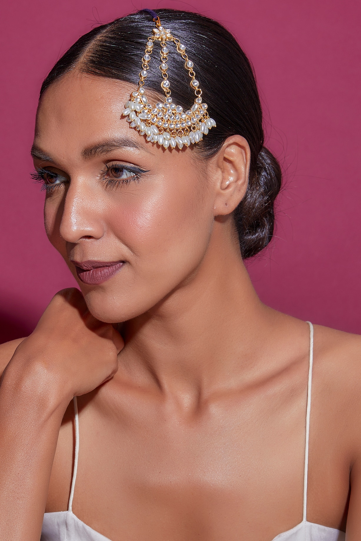 Gold Finish Kundan Polki & Rice Pearl Pasa by Adityam Jewels at Pernia ...