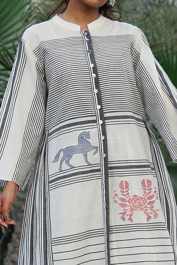 Ivory Applique Embroidered Tunic Set Design by Amita Gupta Sustainable ...