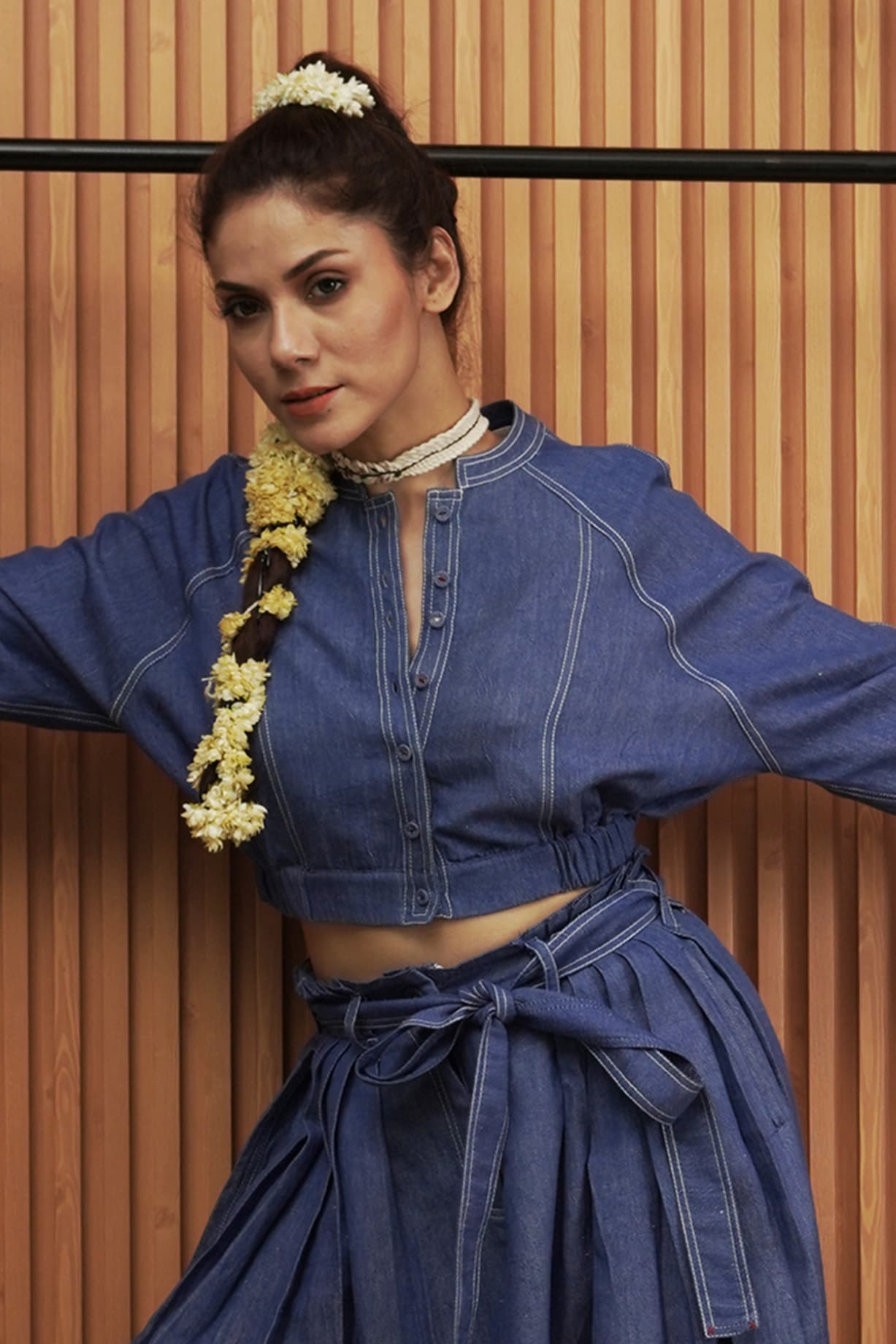 Blue Handwoven Khadi Denim Top by AMITA GUPTA SUSTAINABLE at Pernia's ...