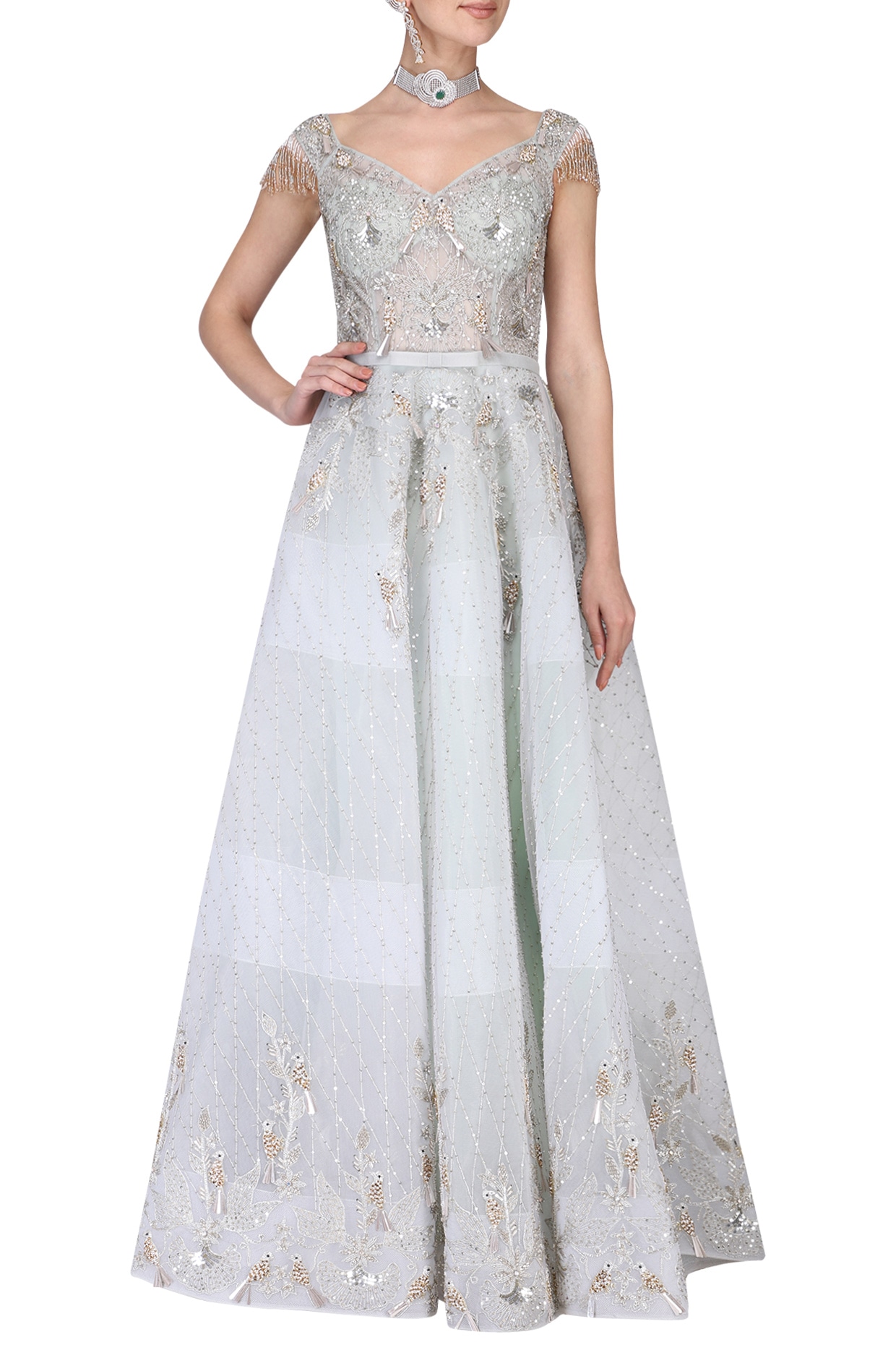 Sea green embroidered gown available only at Pernia's Pop Up Shop. 2025