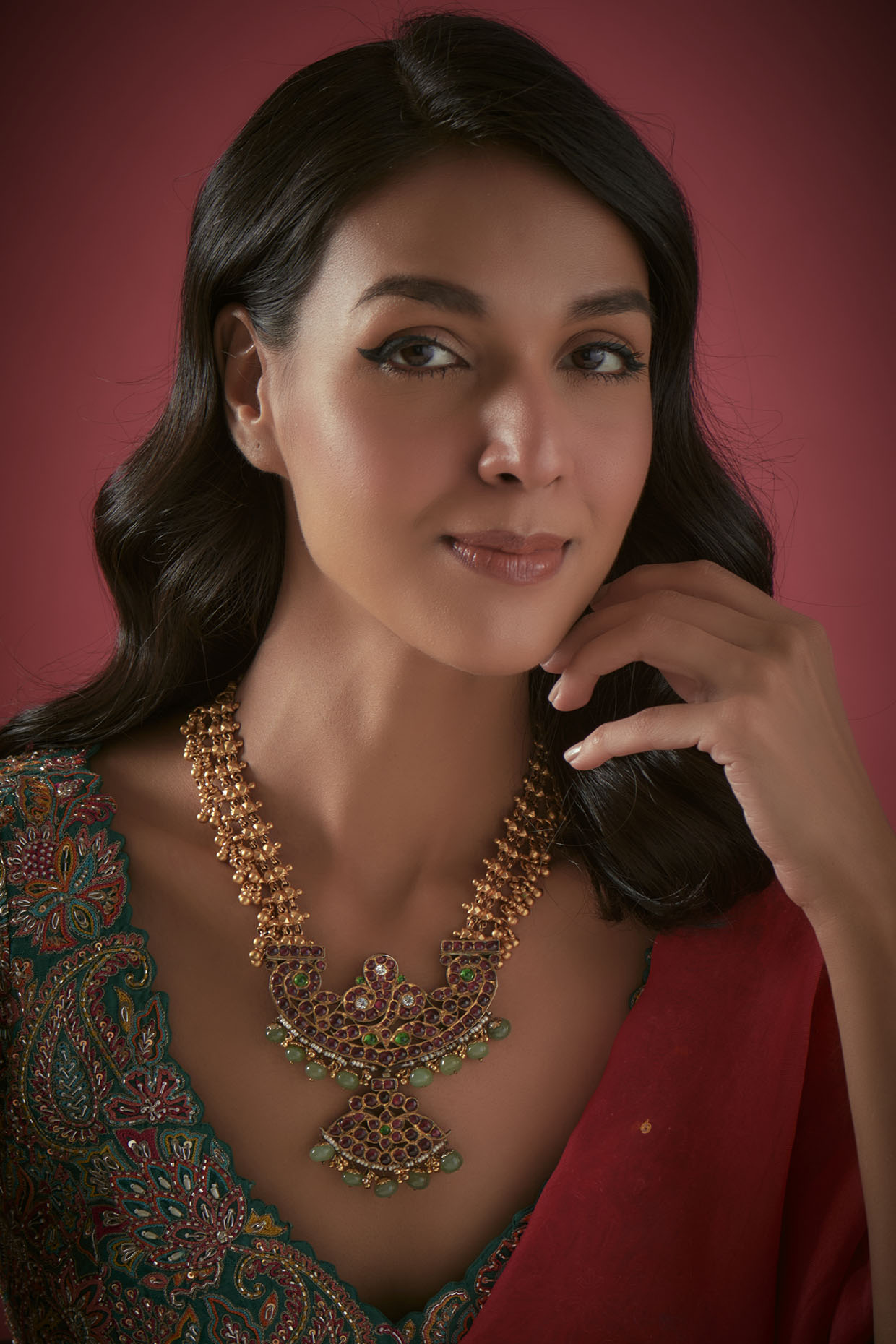Gold Finish Long Necklace In Sterling Silver by Aaharya at Pernia's Pop Up Shop 2025