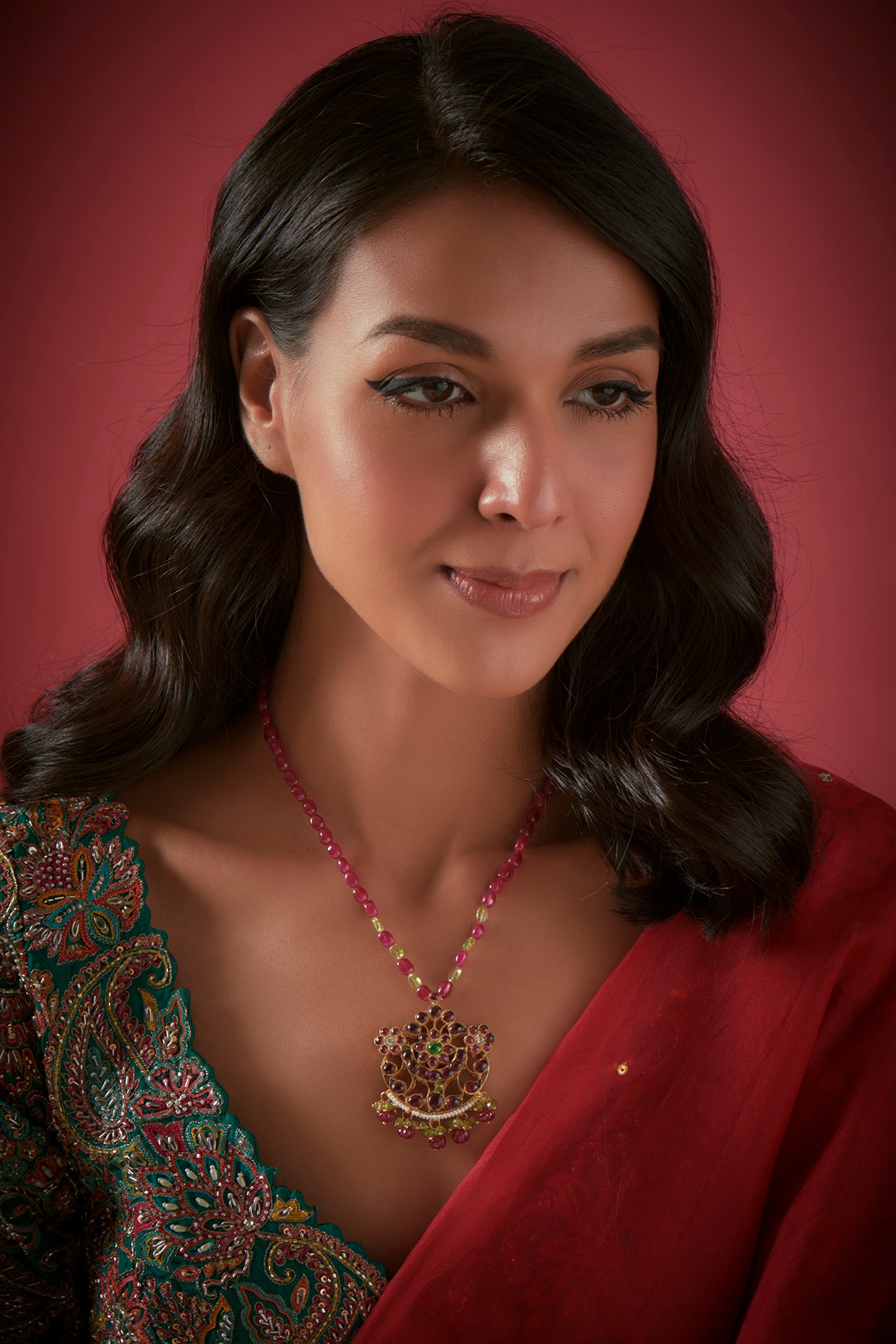 Gold Finish Necklace In Sterling Silver by Aaharya at Pernia's Pop Up Shop 2025