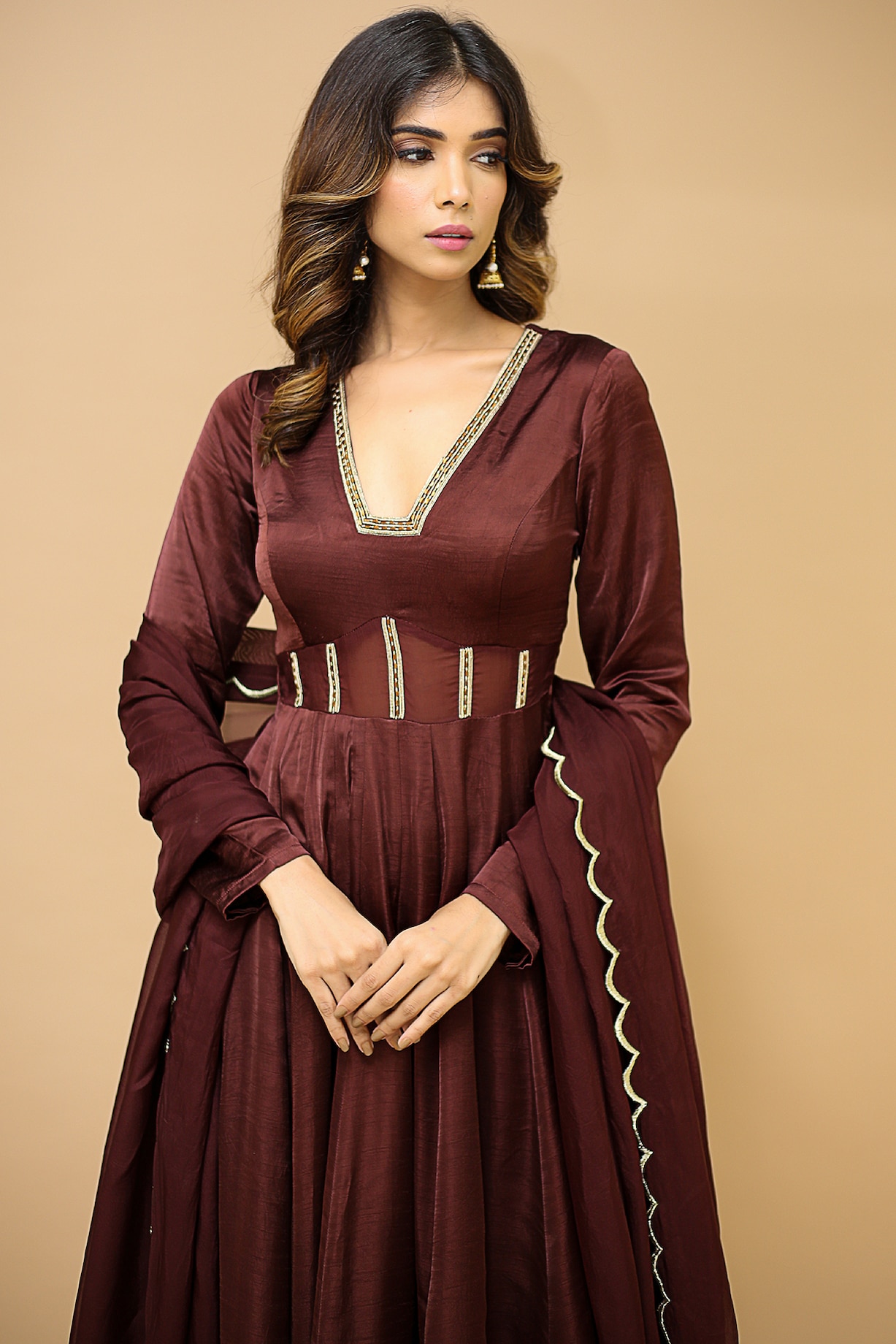 Brown Embellished Anarkali Set by AHI CLOTHING at Pernia's Pop Up Shop 2025
