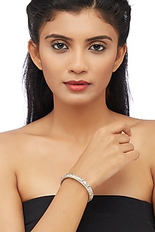 Silver Finish Engraved Kada In Sterling Silver by Ahilya Jewels at ...