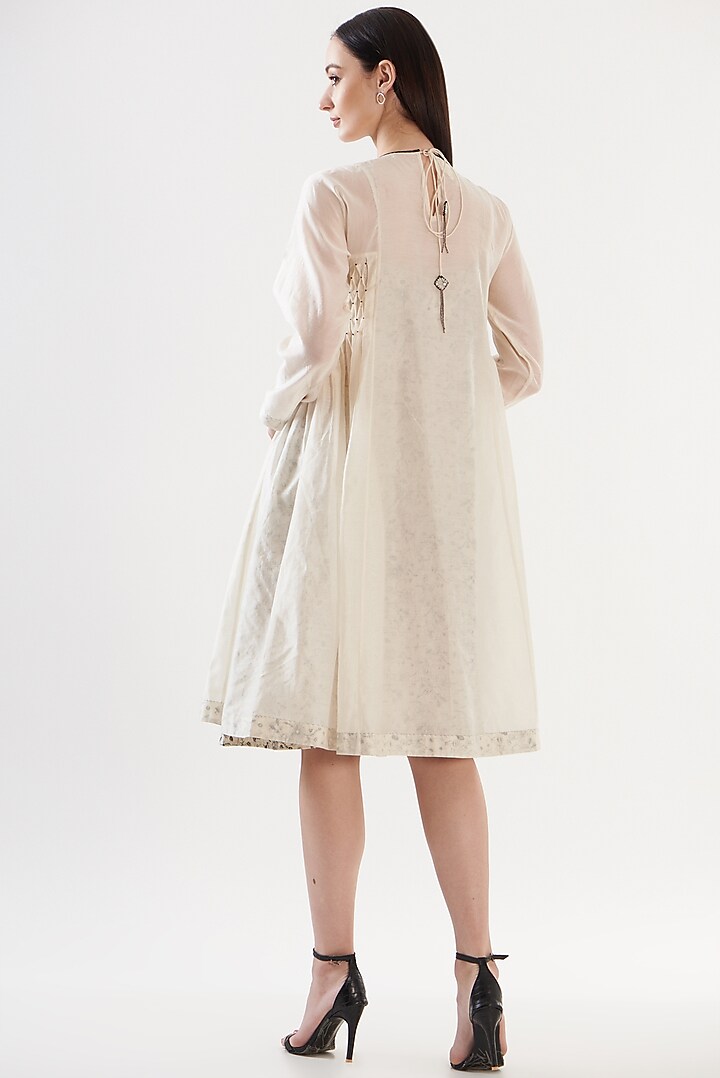 Ivory Chanderi Dress by Ahmev at Pernia's Pop Up Shop 2026