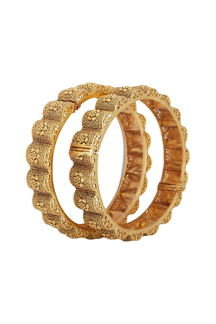Gold Plated Carved Bangles by Anjali Jain Jewellery at Pernia's Pop Up ...