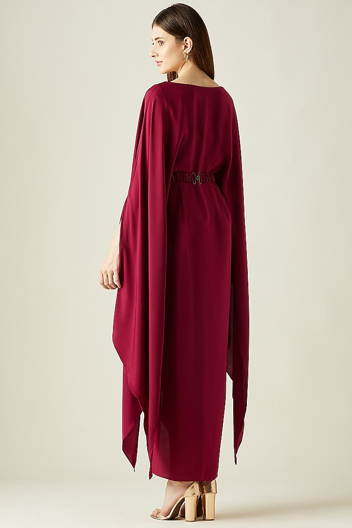 Ruby Silk Crepe Draped Dress by Aakaar at Pernia's Pop Up Shop 2026