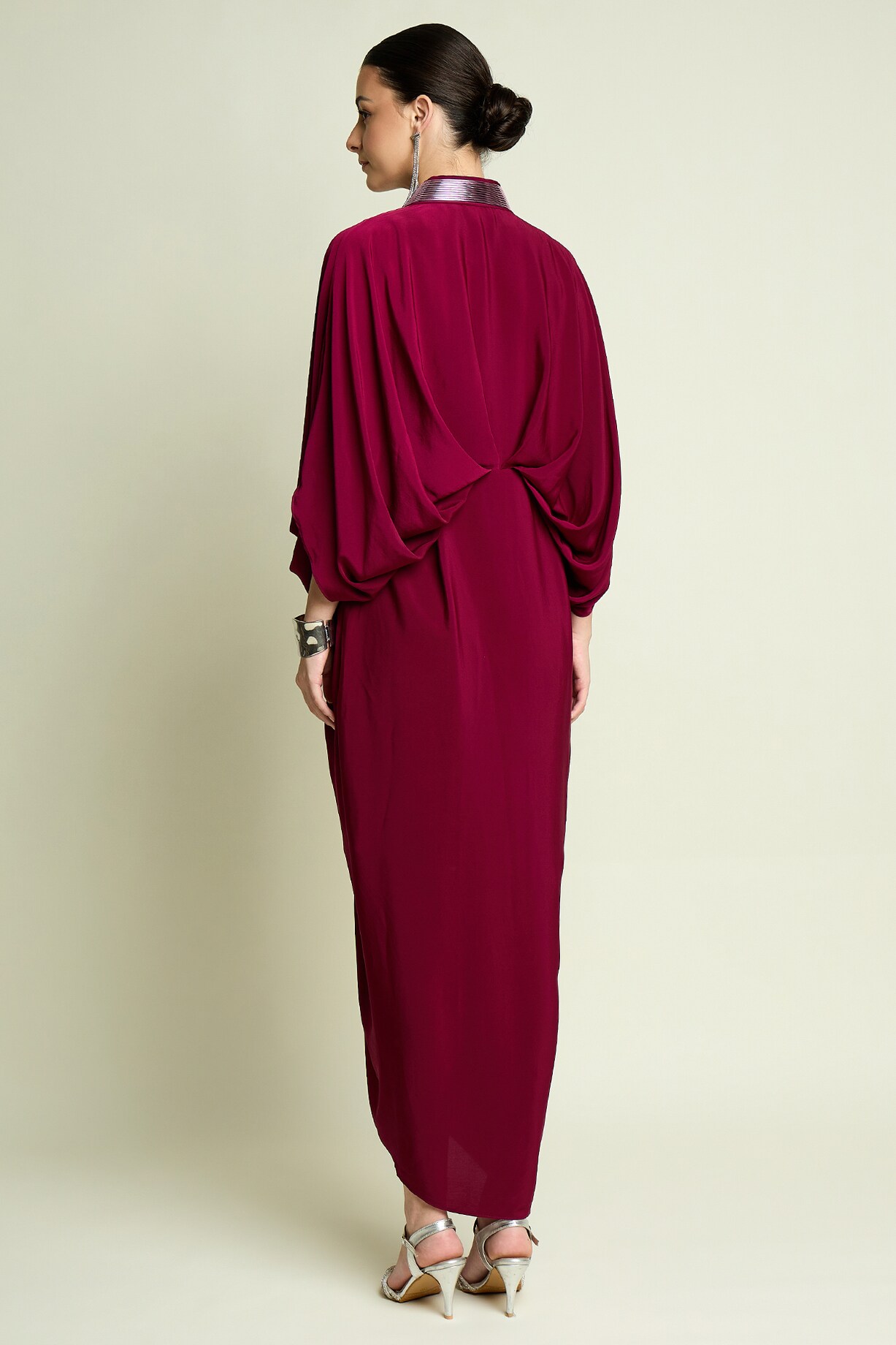 Ruby Silk Crepe Draped Summer Dress by Aakaar at Pernia's Pop Up Shop 2025