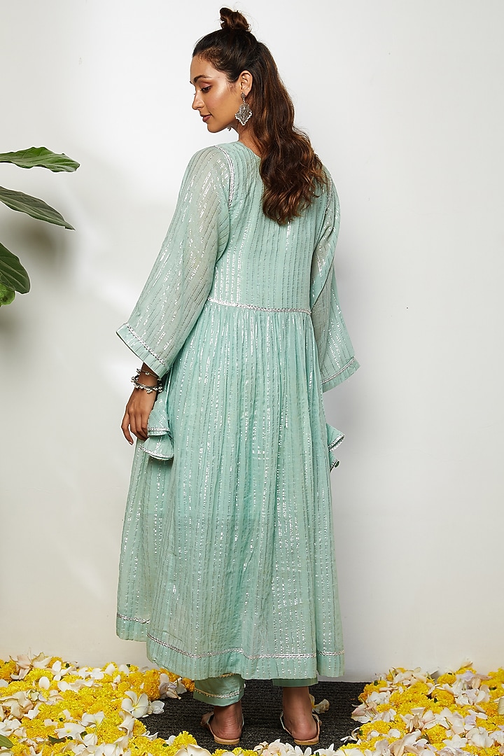 Pastel Green Cotton Kurta Set Design by Akashi at Pernia's Pop Up Shop 2024