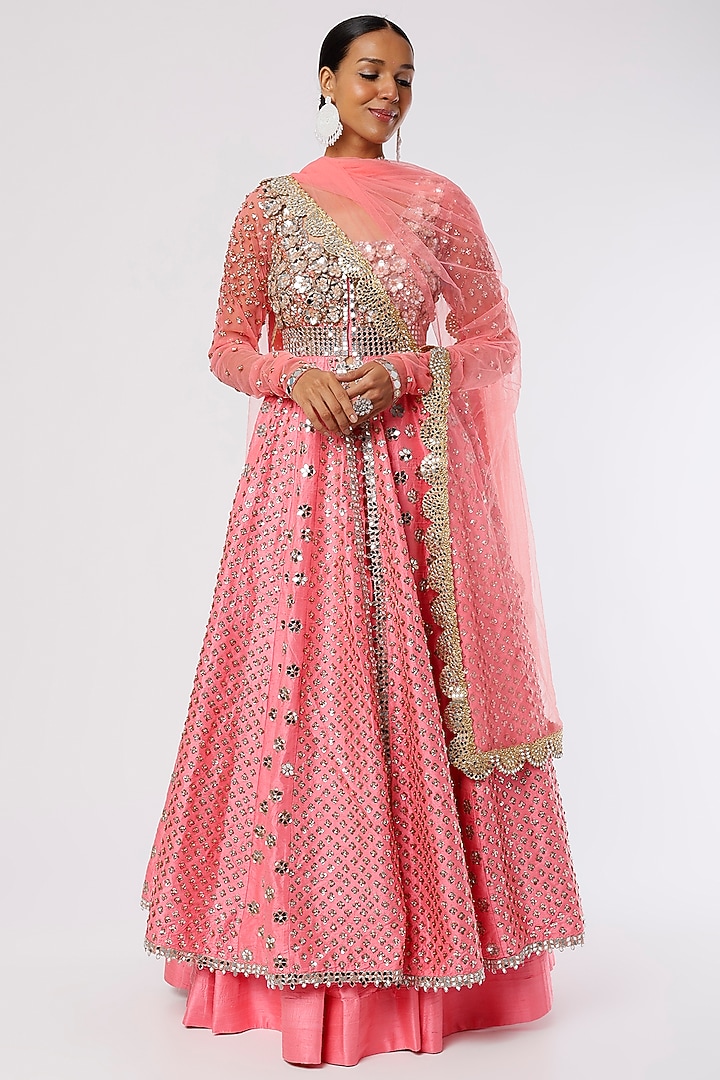 Pink Embroidered Anarkali Set by Akanksha Gajria at Pernia's Pop Up ...