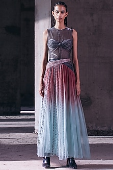 Mint & Coral Gathered Skirt Design by Akhl at Pernia's Pop Up Shop 2024