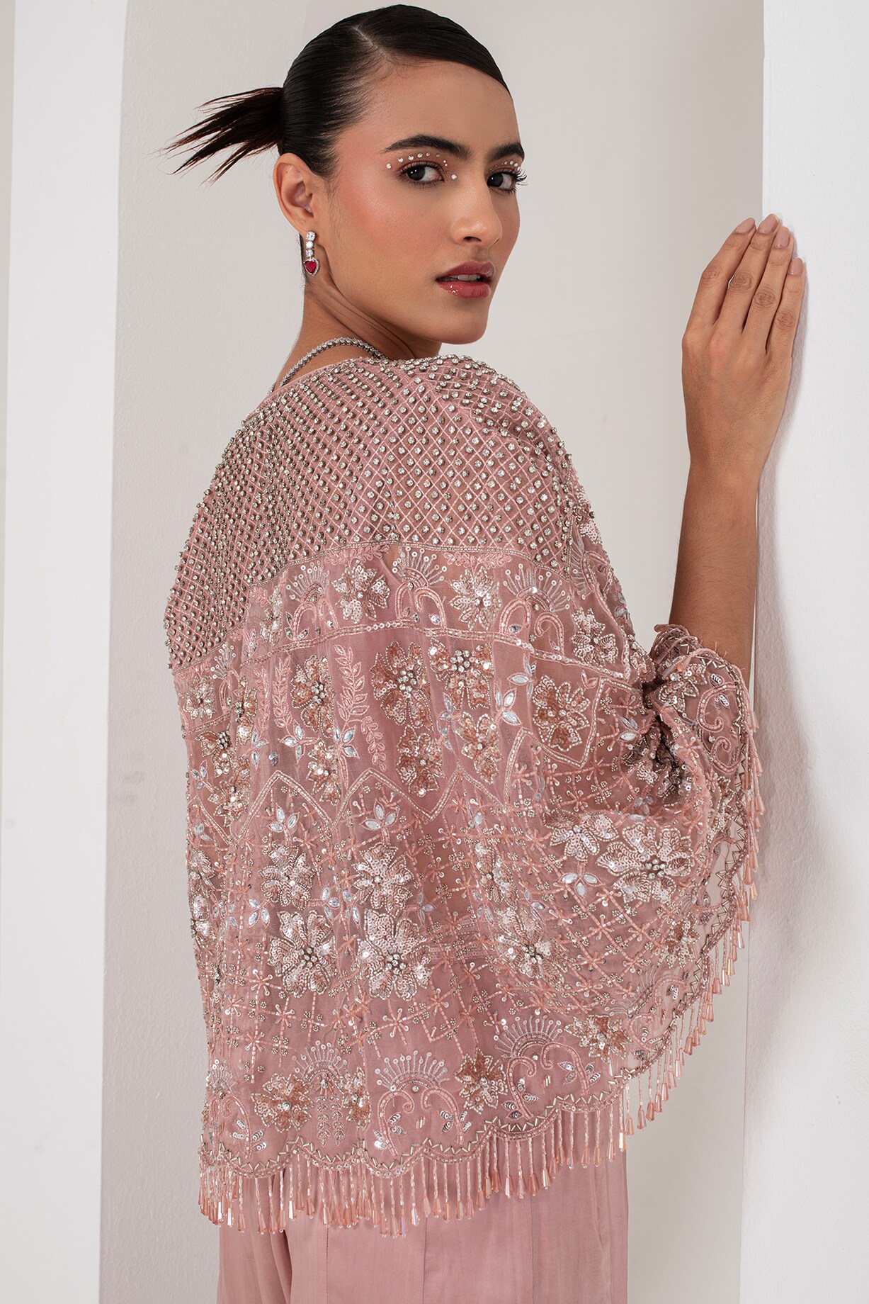 Pastel Pink Cotton Satin Sharara Set by AKARA at Pernia's Pop Up Shop 2026