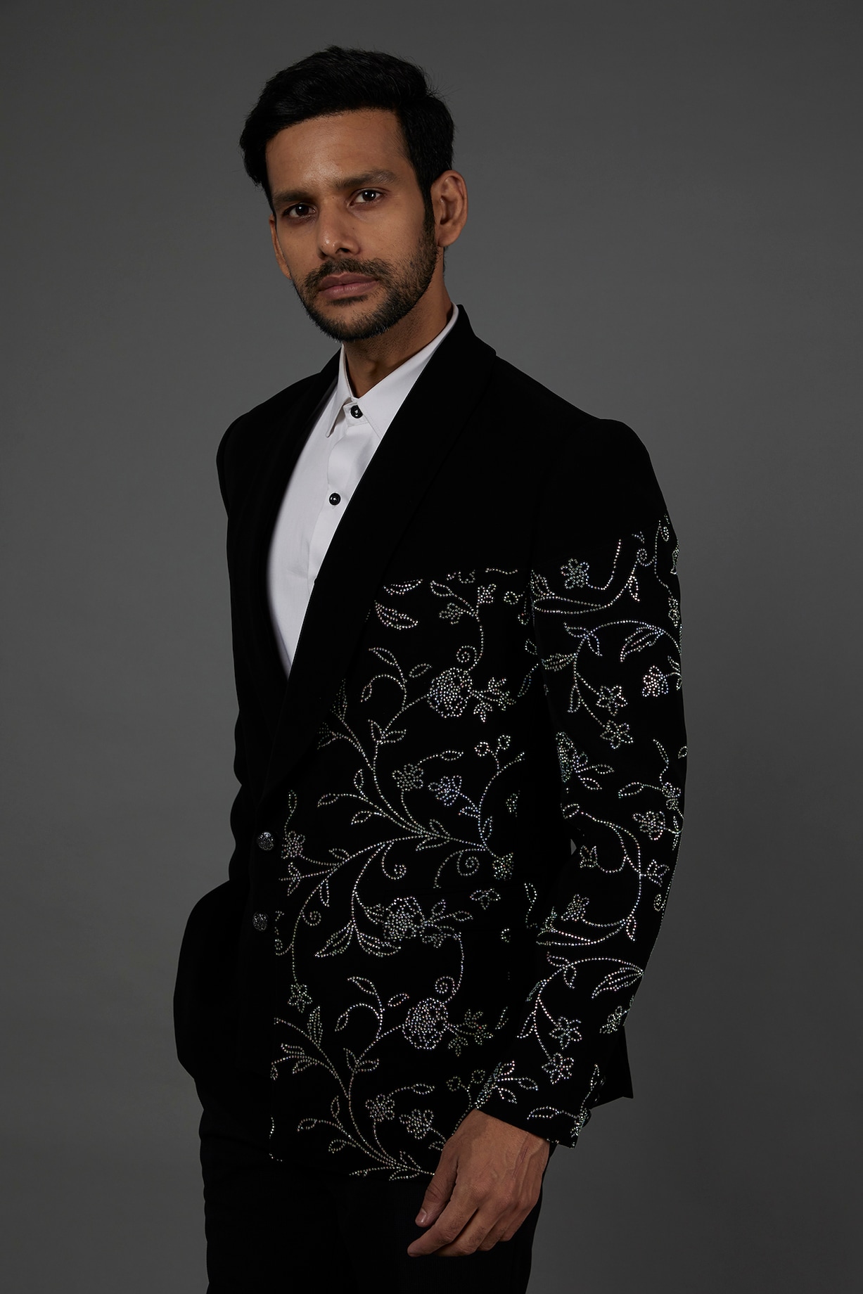 Black Embroidered Suit Set by attire by kunal & Sid j at Pernia's Pop Up Shop 2025