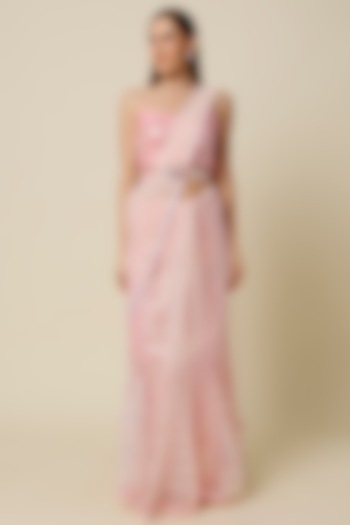 Baby Pink Net Kalidar Saree Set Design by Anita kanwal studio at Pernia ...