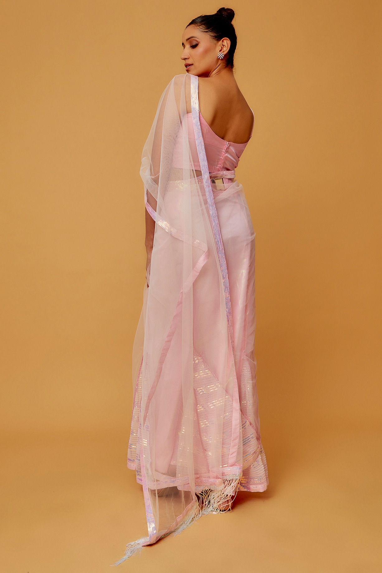 Baby Pink Net Kalidar Saree Set Design by Anita kanwal studio at Pernia ...