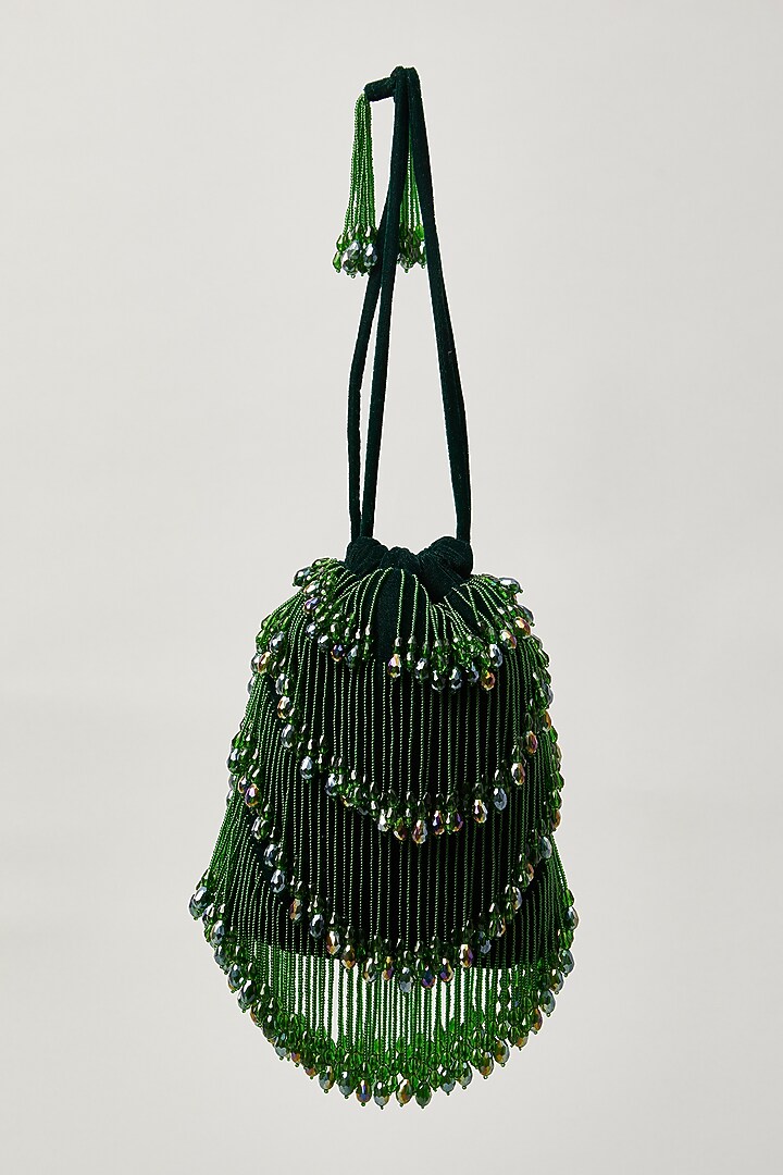 Green Velvet Embroidered Potli by Aloha by PS at Pernia's Pop Up Shop 2025