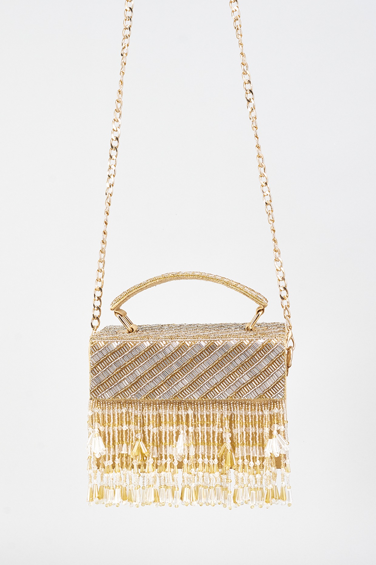 Gold Silk & MDF Embroidered Box Clutch by Aloha by PS at Pernia's Pop ...