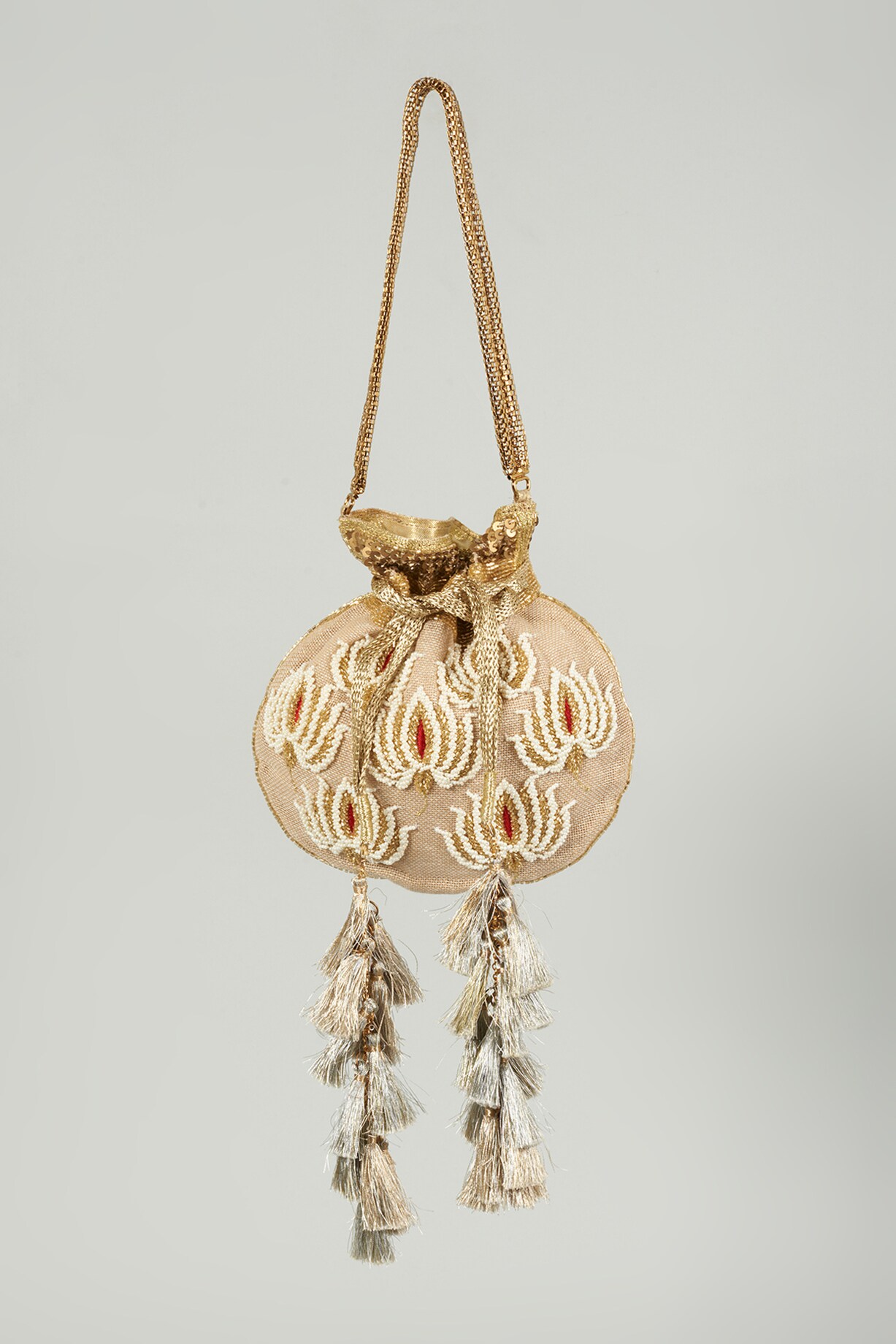 Beige Embroidered Potli by Aloha by PS at Pernia's Pop Up Shop 2025