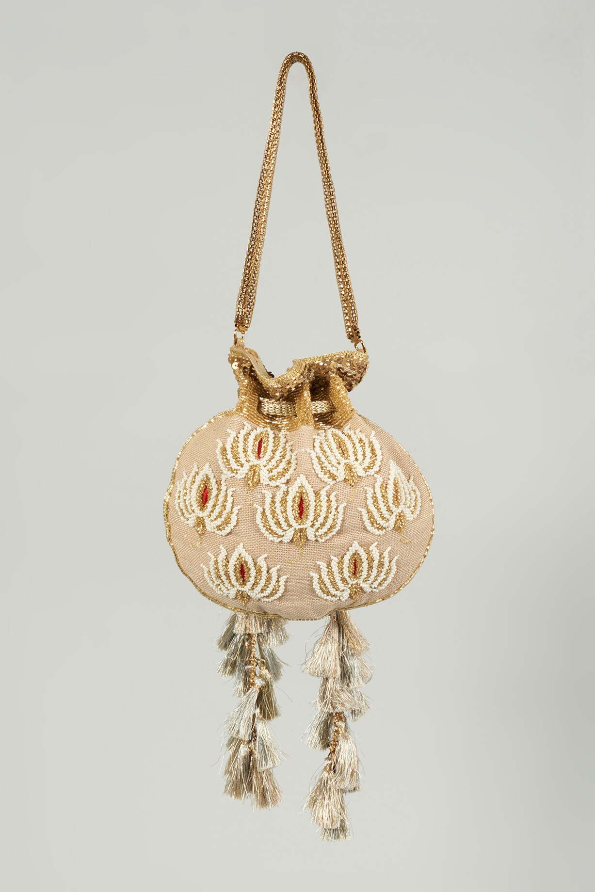 Beige Embroidered Potli by Aloha by PS at Pernia's Pop Up Shop 2025