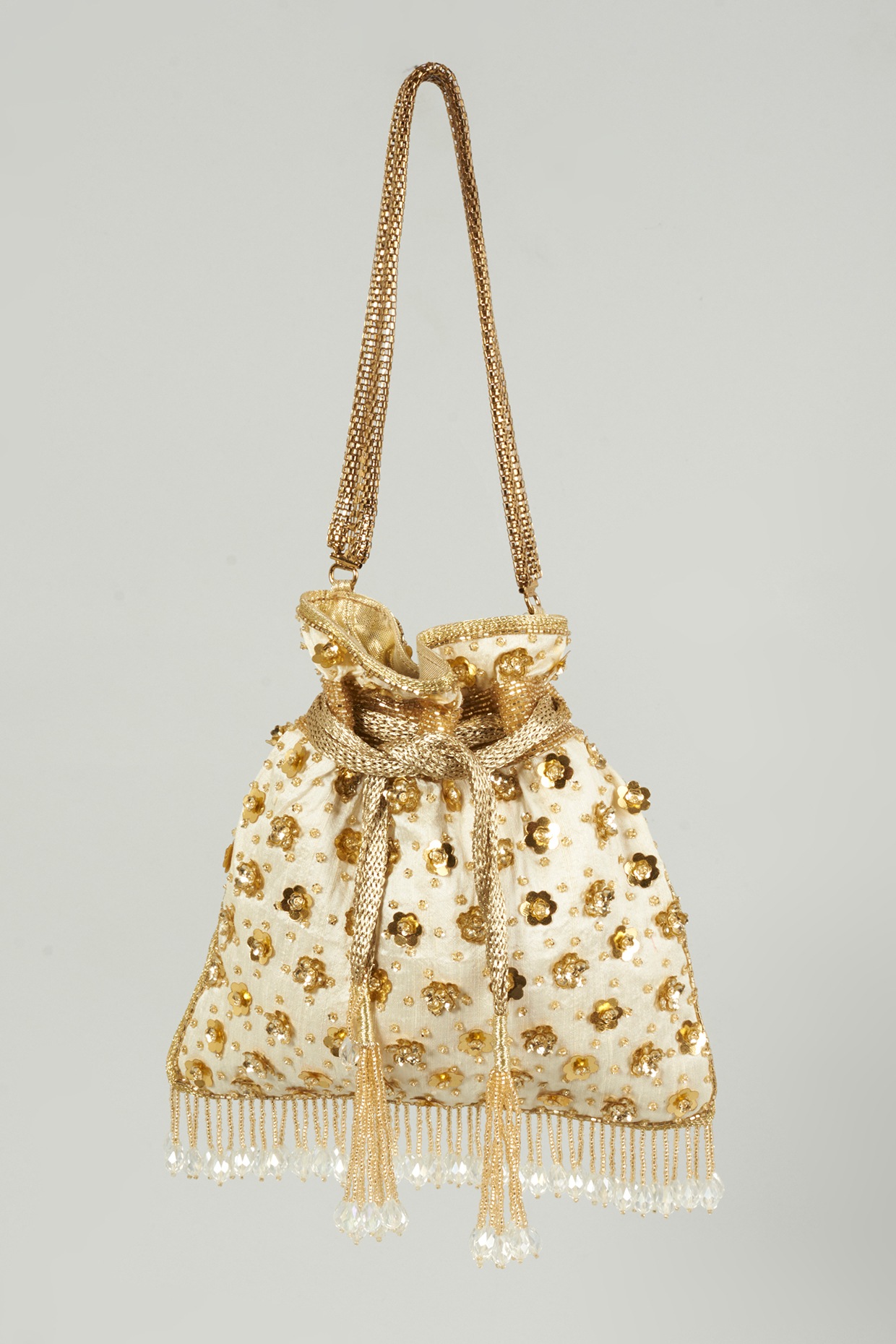 White Raw Silk Embroidered Potli by Aloha by PS at Pernia's Pop Up Shop ...