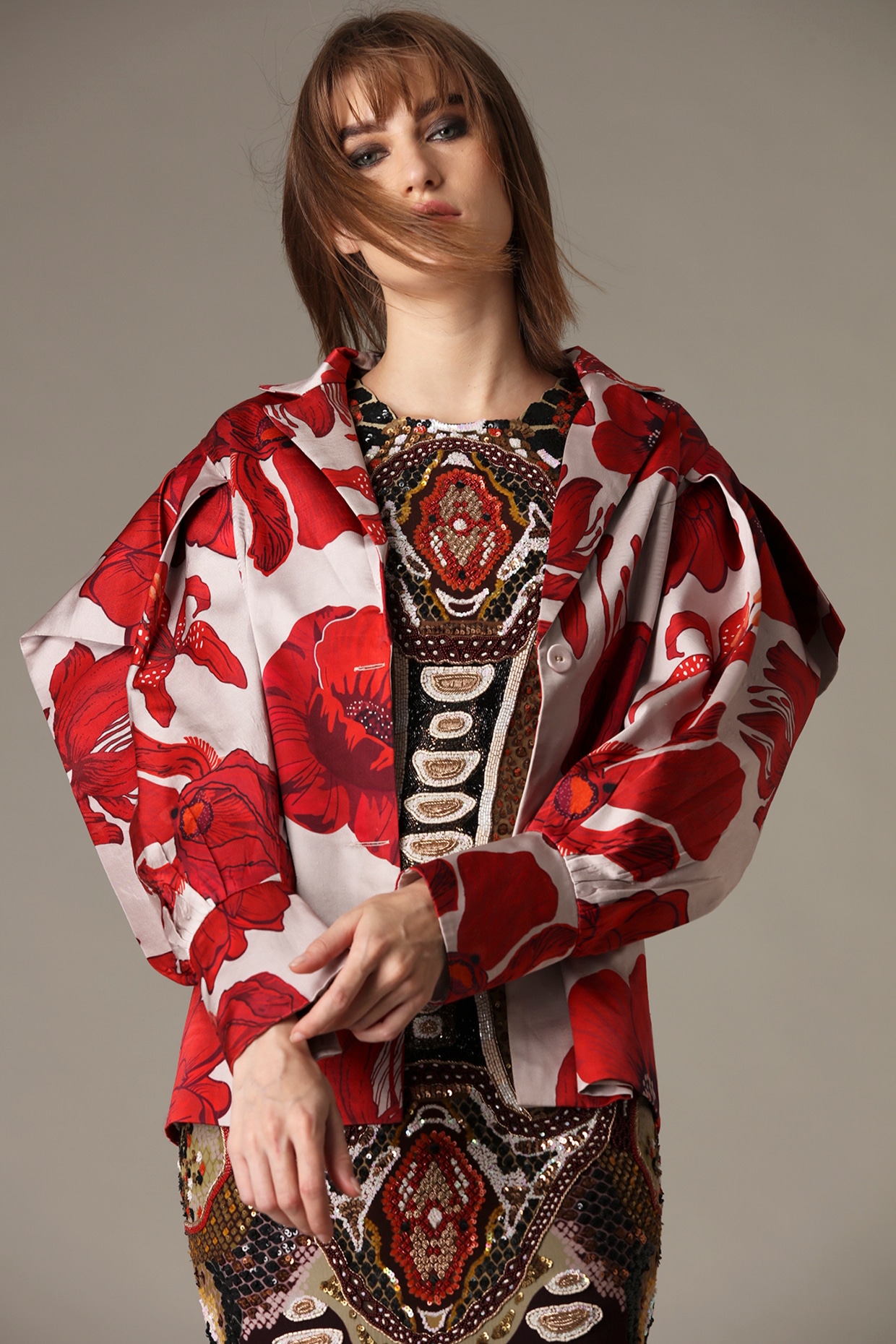 Pale Misty Rose Printed Jacket by Alpona Designs at Pernia's Pop Up ...