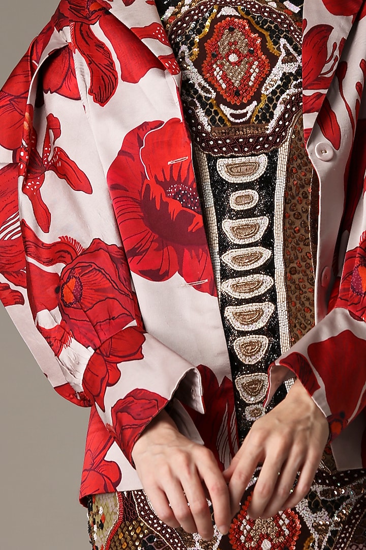 Pale Misty Rose Printed Jacket by Alpona Designs at Pernia's Pop Up ...