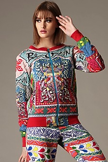 Multi-Colored Folk Printed Jacket Design by Alpona Designs at Pernia's ...