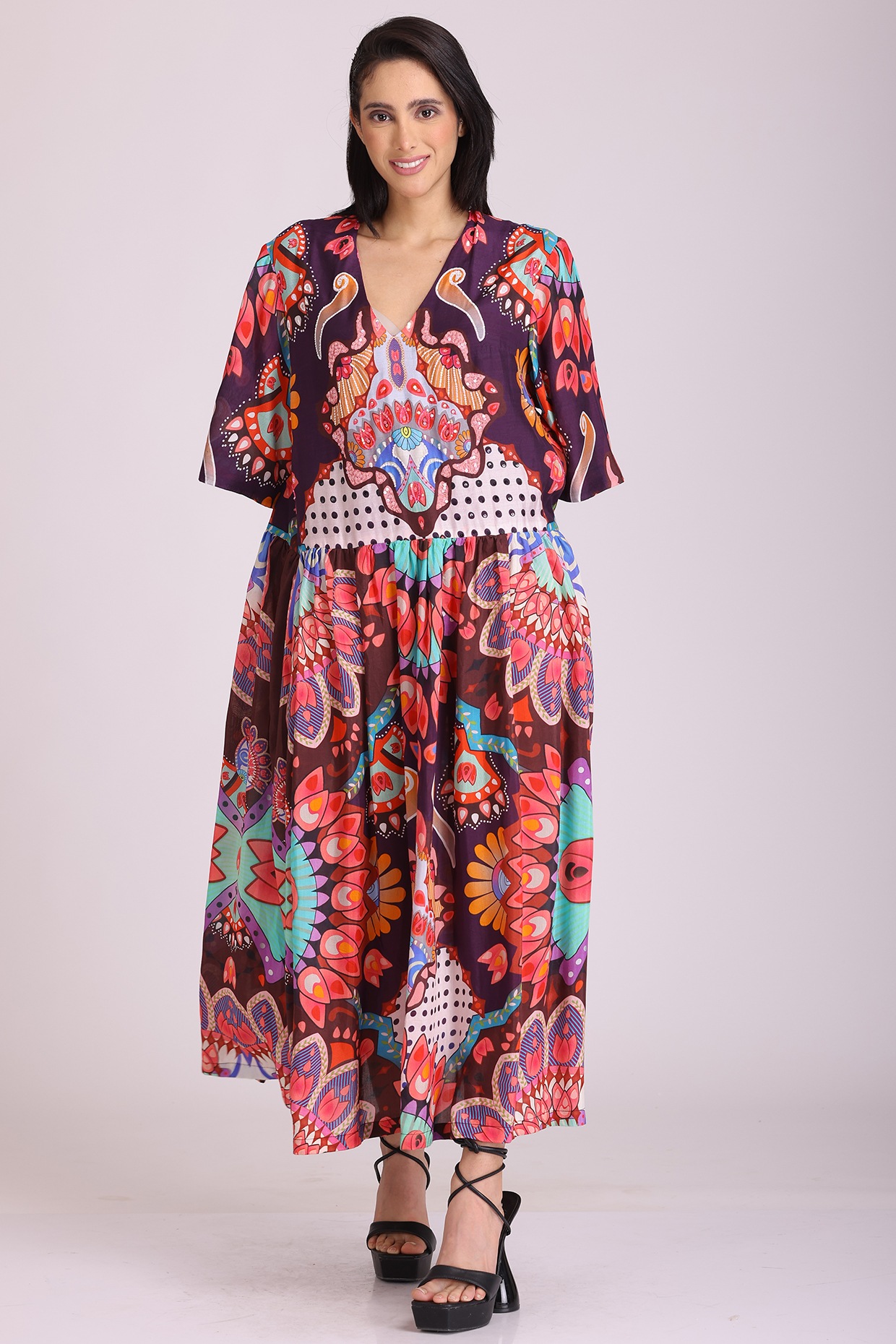 Multi-Colored Cotton Silk Printed Dress by Alpona Designs at Pernia's ...