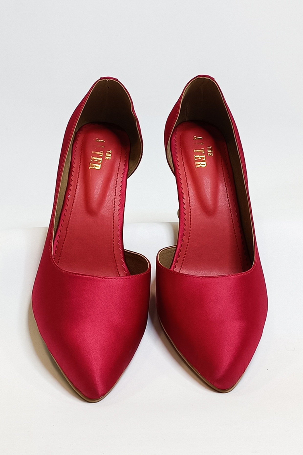 Red Satin Pumps by The Alter at Pernia's Pop Up Shop 2025