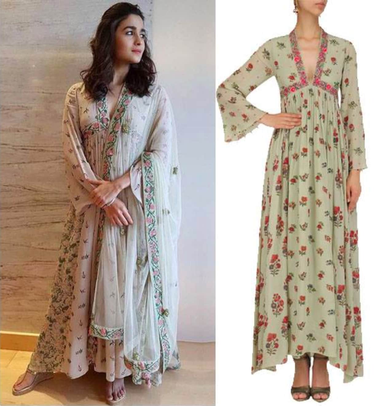 Mint embroidered floral print long tunic available only at Pernia's Pop ...