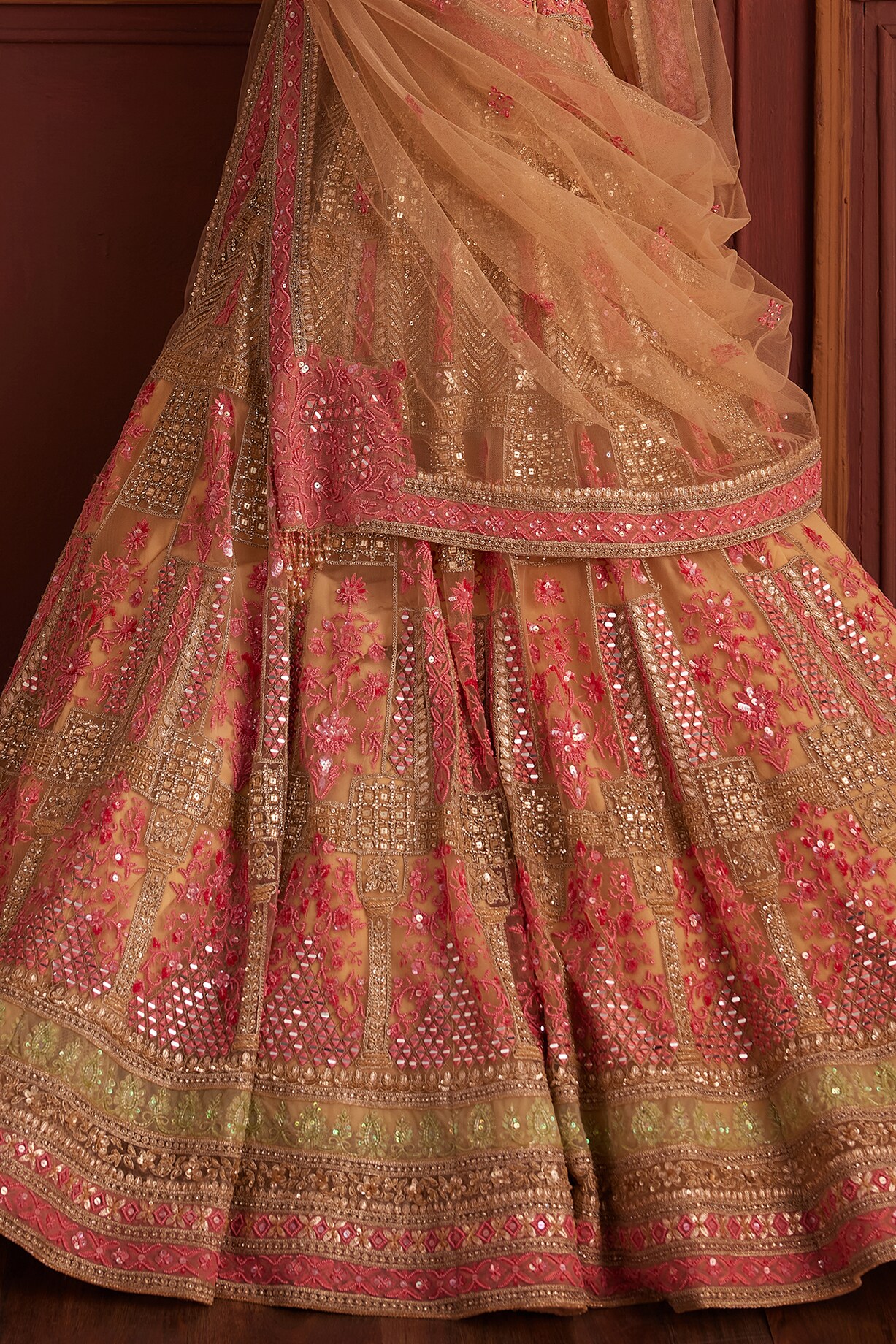 Pink Net Cutdana Embellished Lehenga Set Design by Anjanaa M Dang at ...
