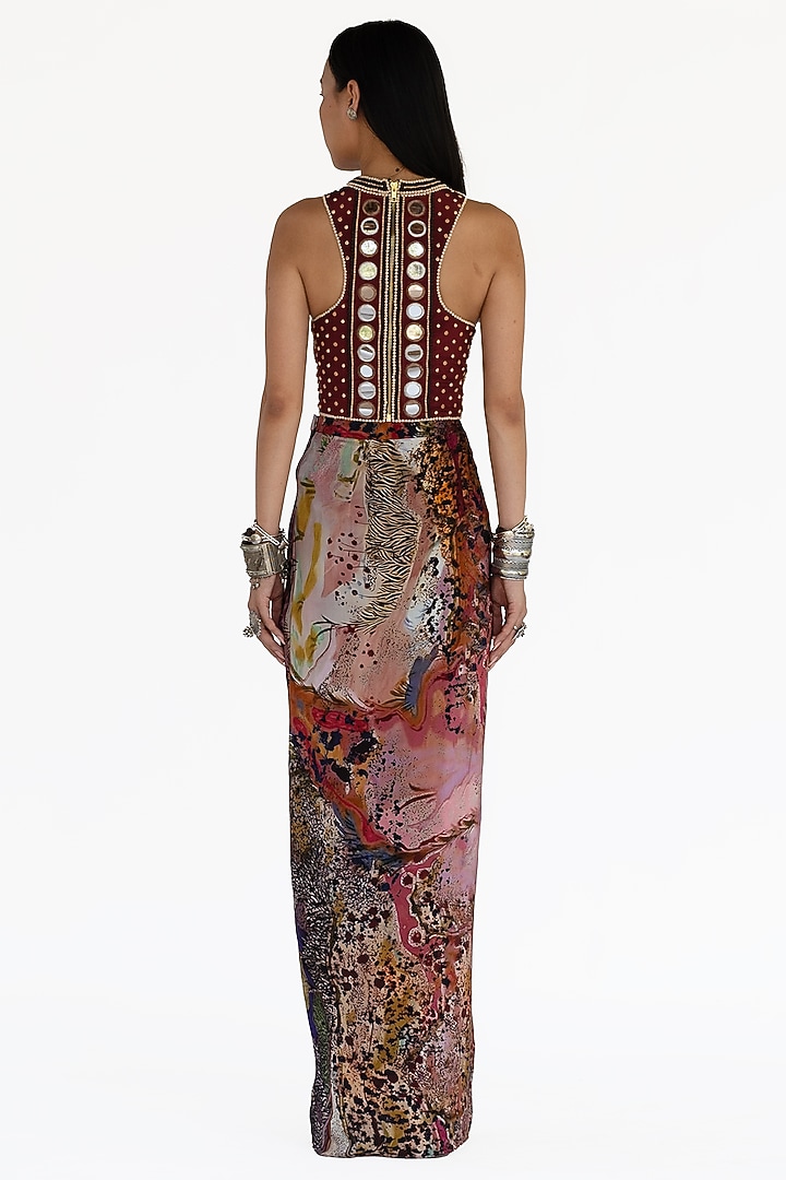 Rose Pink Natural Silk Draped Skirt Set by AMKA INDIA at Pernia's Pop ...