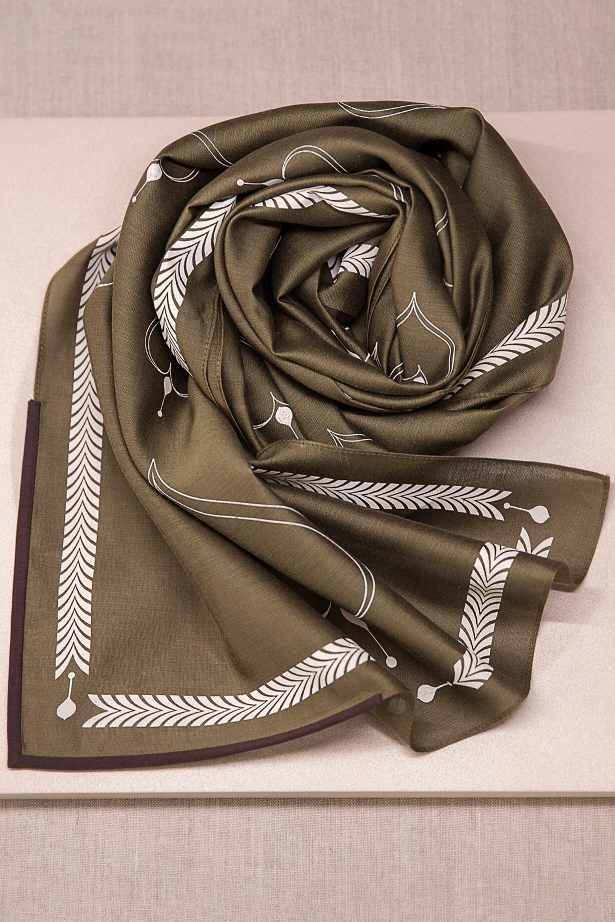Olive Printed Scarf Design by AMPM at Pernia's Pop Up Shop 2024