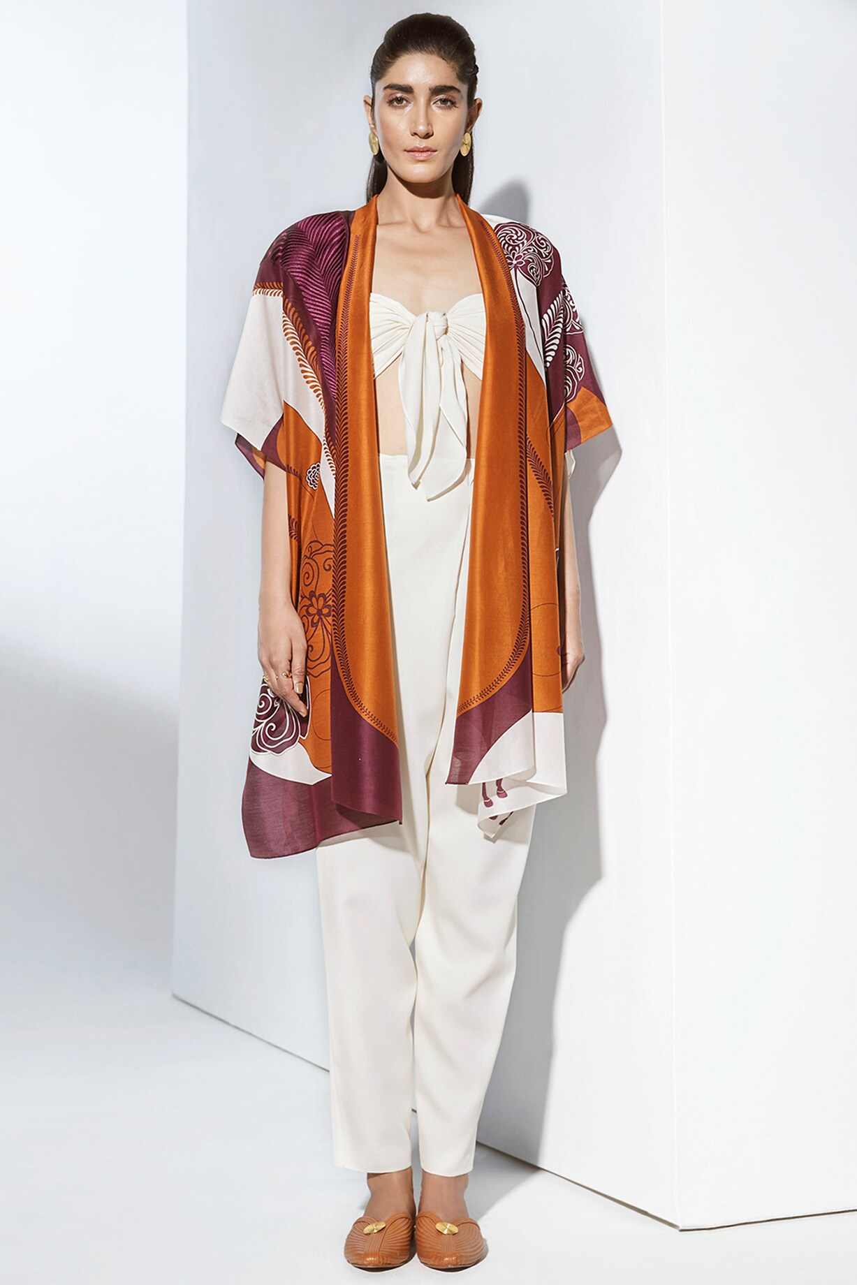 Tan Hand Embroidered Cape by AMPM at Pernia's Pop Up Shop 2025