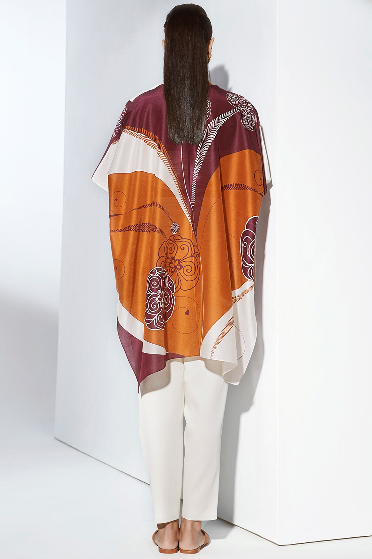 Tan Hand Embroidered Cape by AMPM at Pernia's Pop Up Shop 2025