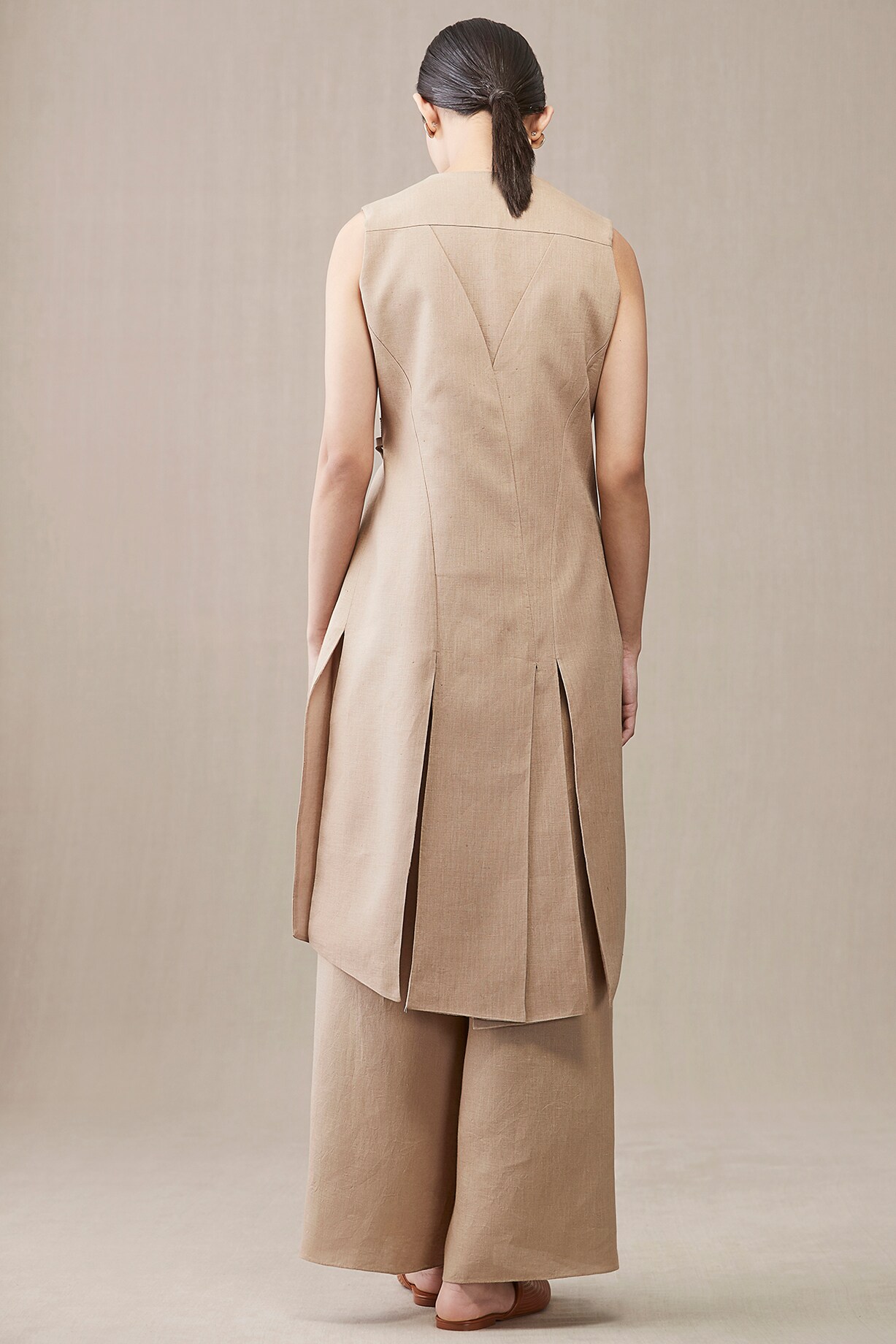 Taupe Linen Tunic Set by AMPM at Pernia's Pop Up Shop 2024