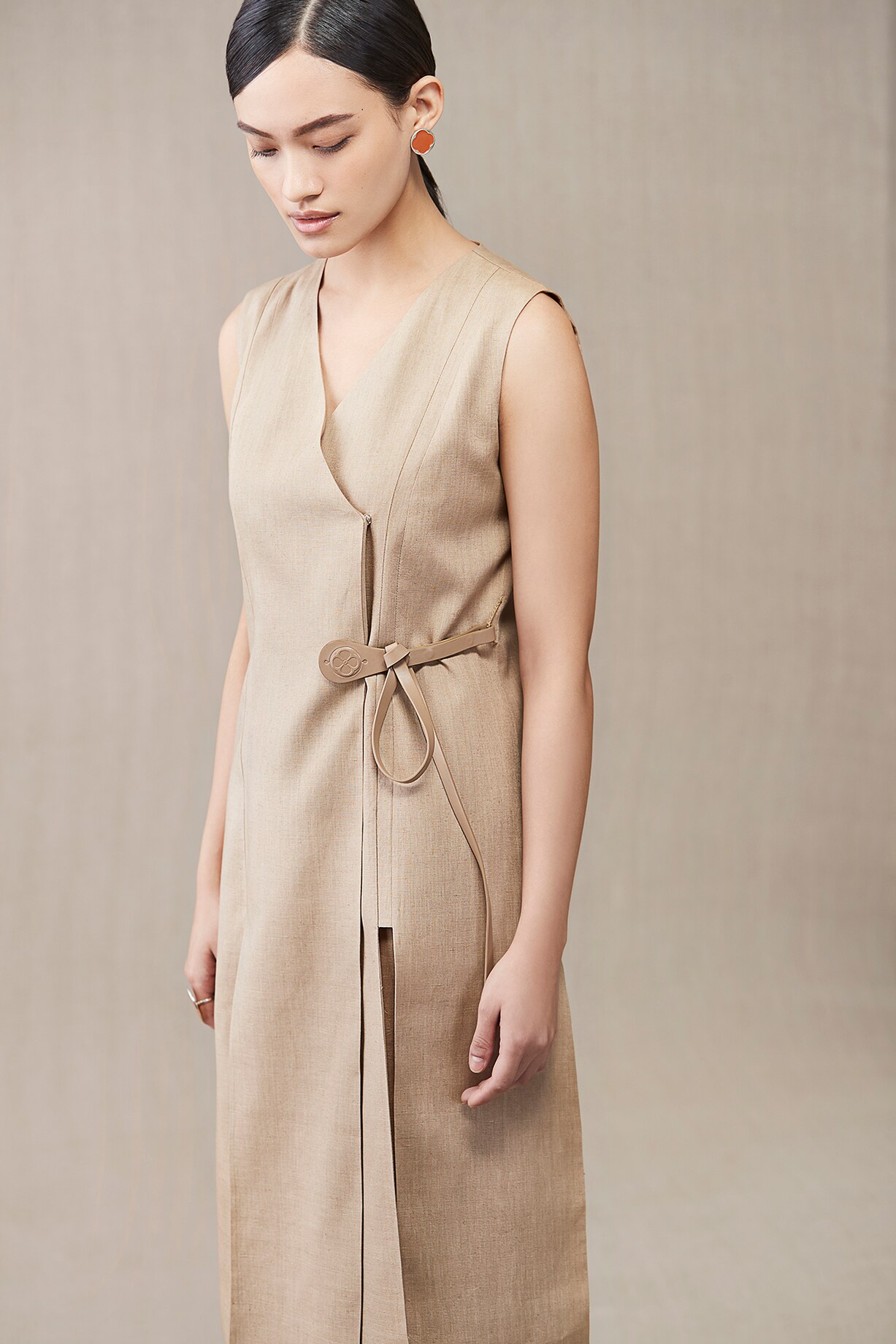 Taupe Linen Tunic Set by AMPM at Pernia's Pop Up Shop 2024