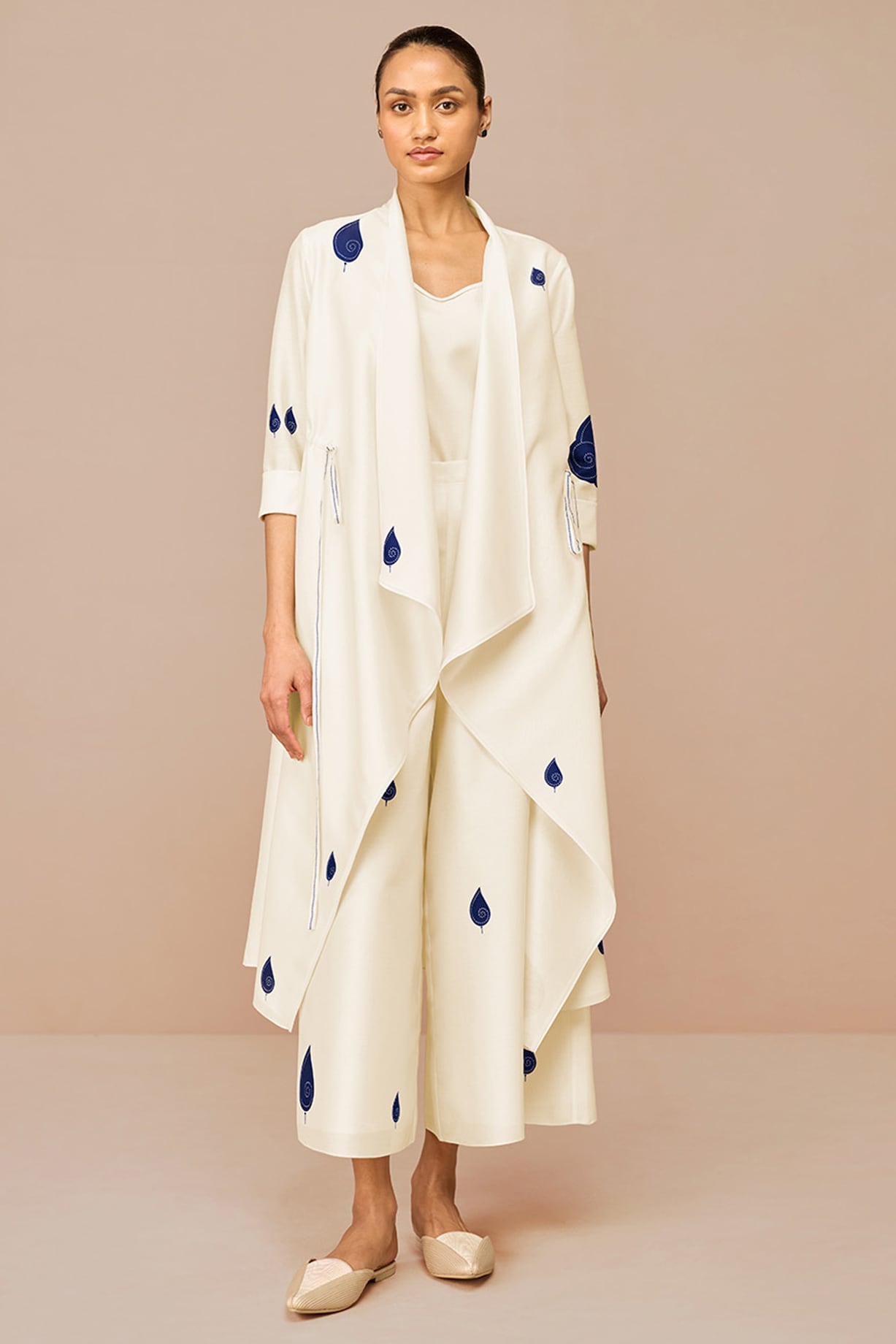 Ivory Cotton Silk Throw Jacket Set by AMPM at Pernia's Pop Up Shop 2026