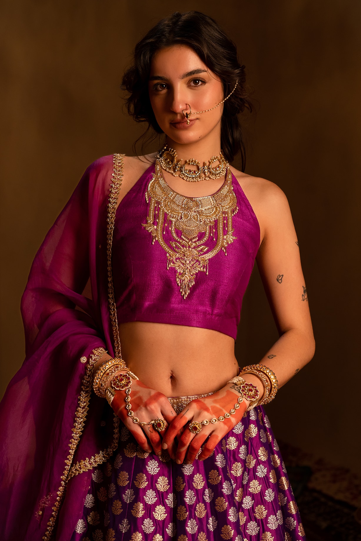 Magenta Purple Banarasi Bridal Lehenga Set by AMRIN KHAN at Pernia's ...
