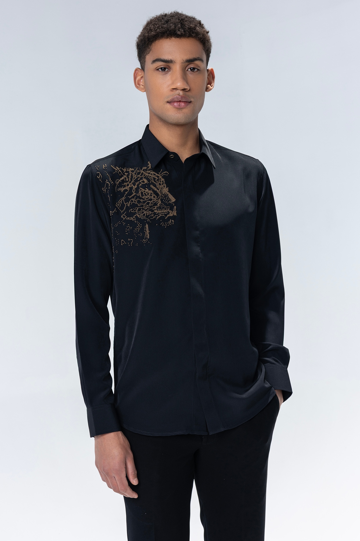 Black Polynosic Hand Embroidered Shirt by AMIT ARORA at Pernia's Pop Up ...
