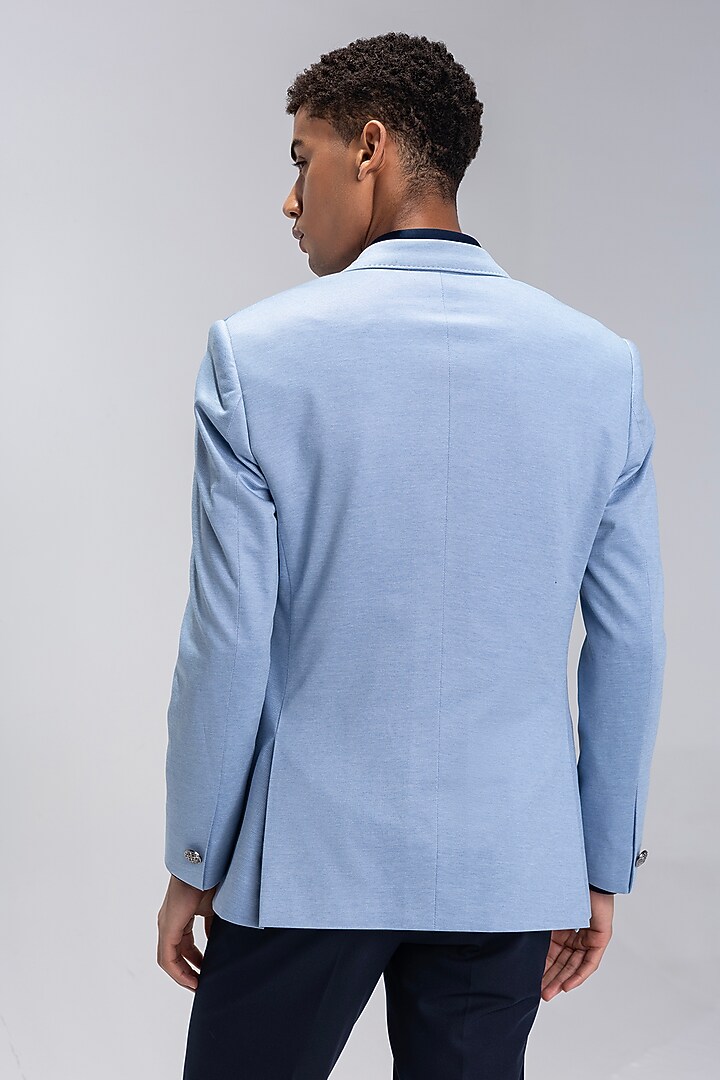 Sky Blue Knit Blazer by AMIT ARORA at Pernia's Pop Up Shop 2025