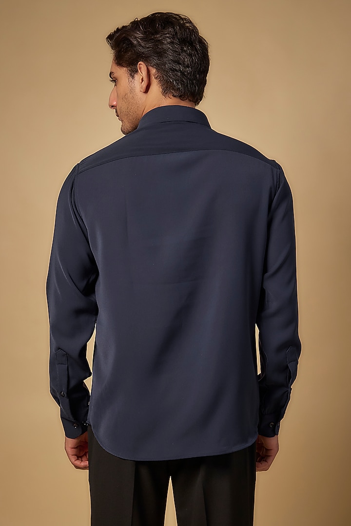 Blue Polysonic Party Wear Shirt by AMIT ARORA at Pernia's Pop Up Shop 2026